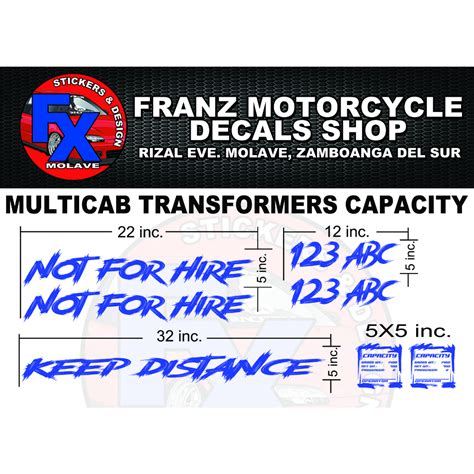 Suzuki Multicab Transformer Capacity Sticker Set Cut Sticker Shopee