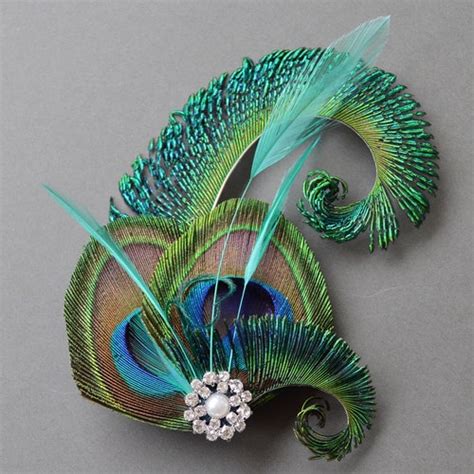Peacock Feather Fascinator Hair Accessory Bridesmaids Head Etsy