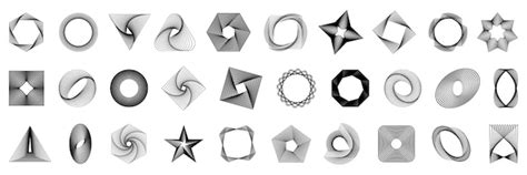 Premium Vector Abstract Black Spiral Line Shape Collection Set Of