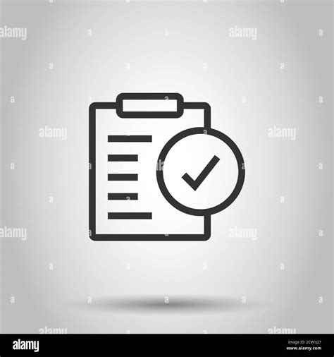 Document Checkbox Icon In Flat Style Test Vector Illustration On White