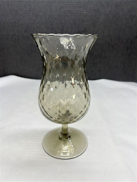 Vintage Empoli Glass Optic Vase Chalice 825 Tall Italian Mid Etsy