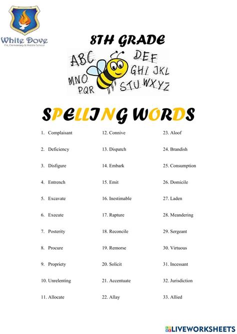Eighth Grade Spelling Bee Words