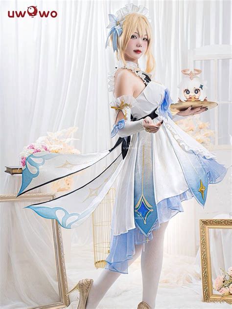 Po Uwowo Genshin Impact Fanart Lumine Maid Ver Cosplay Costume