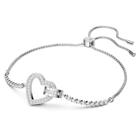 Lovely Bracelet Heart White Rhodium Plated Swarovski