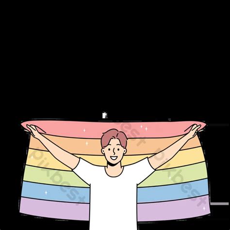 Lgbt Smiling Man With Flag Eps Png Images Free Download Pikbest