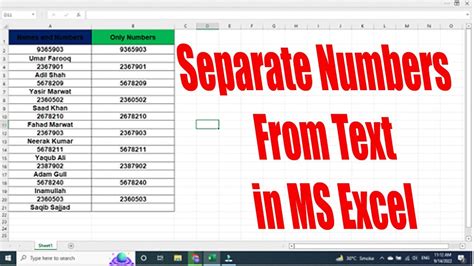 How To Separate Numbers From Text In Ms Excel Excel Tips And Tricks Ms Excel Easy Tutorials