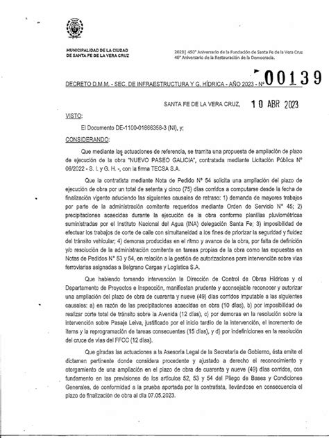 2 Paseo Galicia Segunda Ampliación Del Plazo De Obra Pdf Gobierno