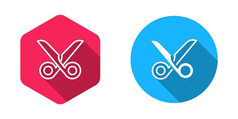 채워지고 윤곽선이 있는 Scissors 아이콘은 긴 그림자 배경으로 격리되어 있습니다 절삭 공구 표시 벡터 가득 찬에 대한 스톡