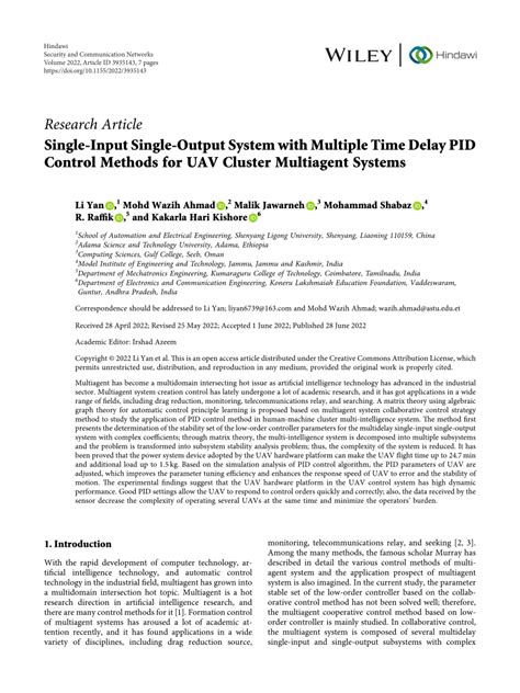 Pdf Single Input Single Output System With Multiple Time Delay Pid