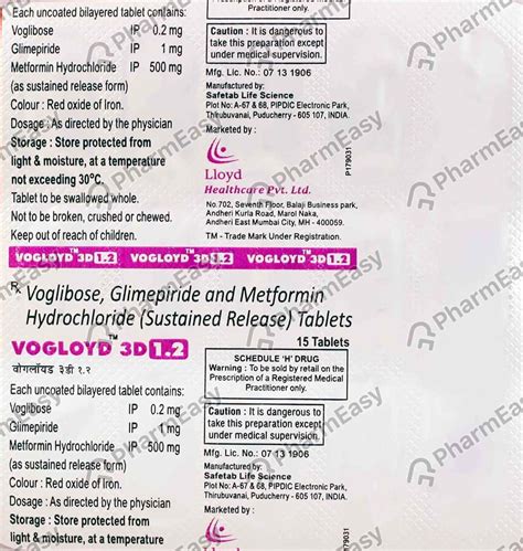 Vogloyd 3d 1 2mg Strip Of 15 Tablets Uses Side Effects Price