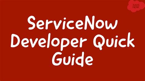 ServiceNow Guide For Developer Quick Guide YouTube