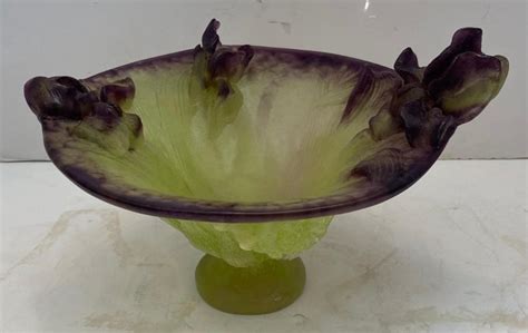 Wonderful Daum France Art Glass Pate De Verre Iris Crystal Bowl