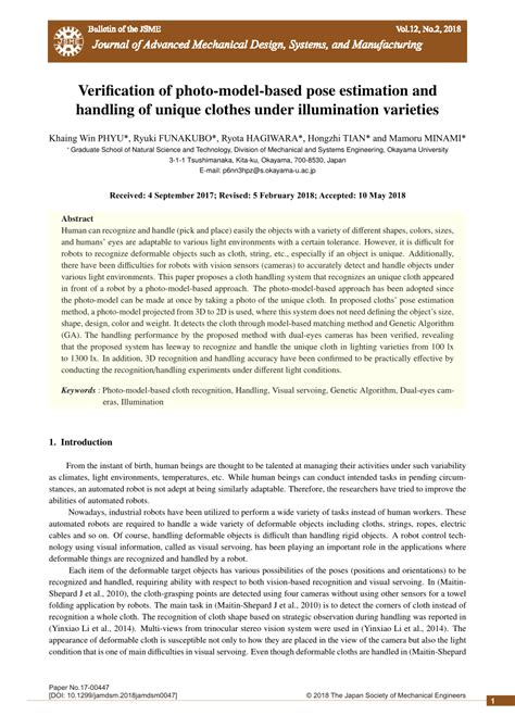 PDF Verification Of Photo Model Based Pose Estimation And Handling Of Unique Clothes Under
