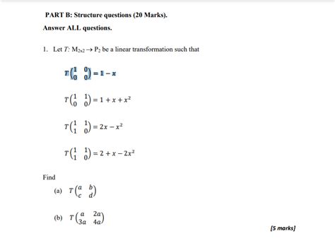 solved 1 let t m2x2 → p2 be a linear transformation such