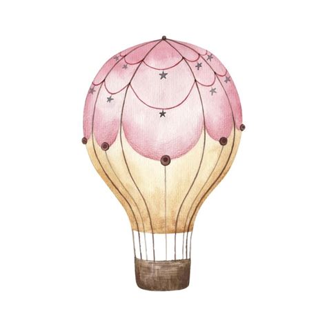 перевозка на воздушном шаре милая акварель детская иллюстрация Премиум вектор