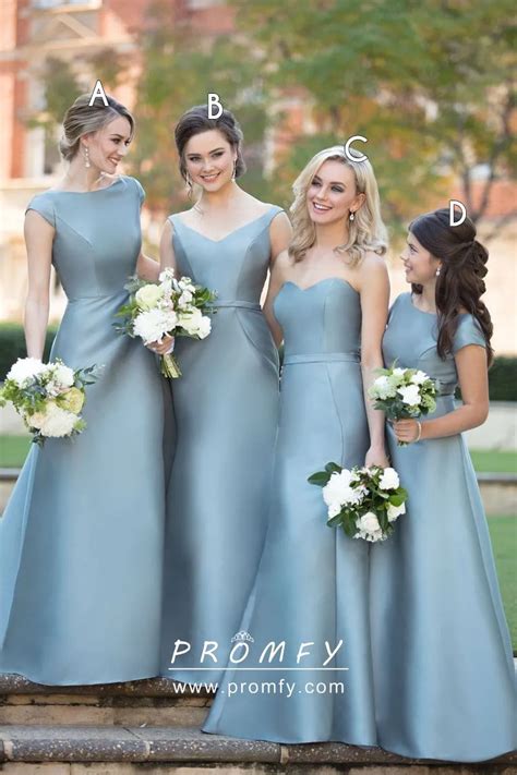 Dusty Blue Bridesmaid Dresses Long