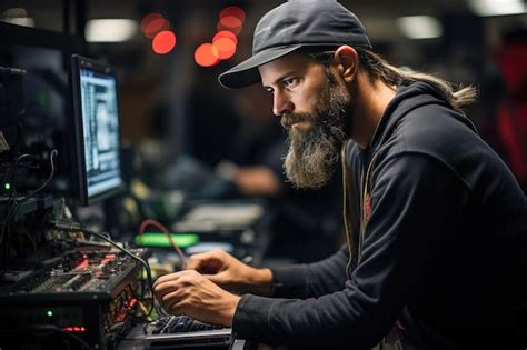 Premium Ai Image Technician Helps Clients Configure Peripherals Carefully Generative Ia