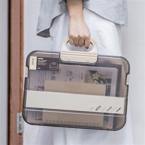 Portable File Holder Plastic A4 File Box Handheld File Storage Box