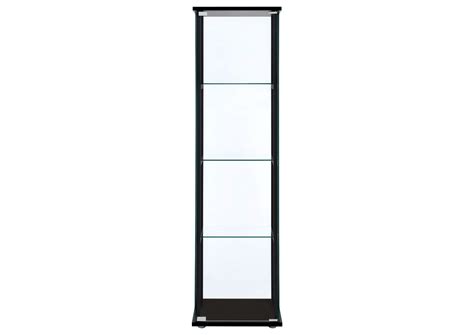 Cyclamen 4 Shelf Clear Glass Curio Display Cabinet Black