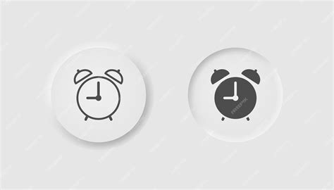 뉴모피즘 스타일의 시계 버튼 비즈니스 흰색 사용자 인터페이스 Ui Ux 시간 기호 테이블 알람 클래식 일어나 아침 일어나기