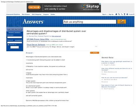 Advantages And Disadvantages Of Distributed System Over Centralized