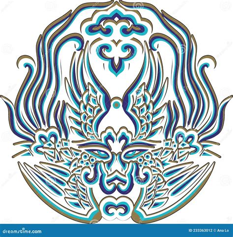 Máscara De Fênix Azul Chinesa Vetorial Ilustração do Vetor