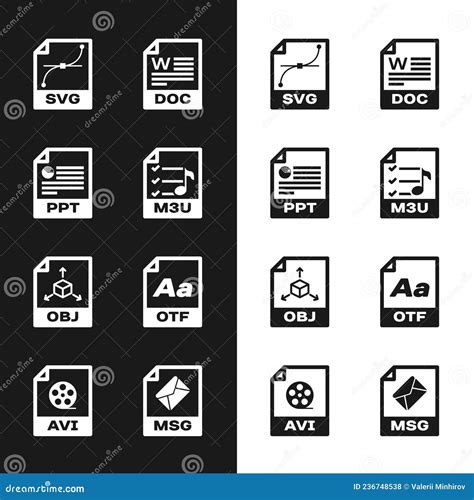 Set M U File Document Ppt Svg Doc Obj Y Otf Icono Vector Ilustraci N