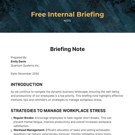 Free Briefing Note Templates Editable And Printable