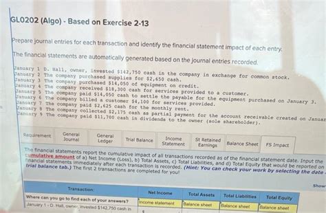 Solved Gl Algo Based On Exercise Prepare Chegg