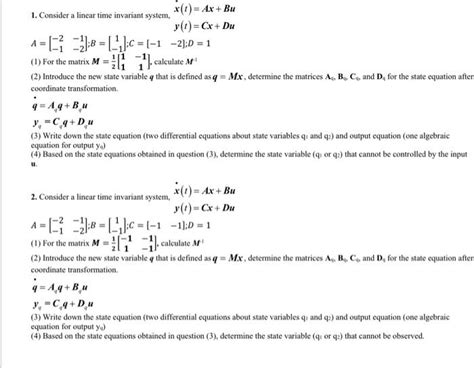 solved 1 consider a linear time invariant system