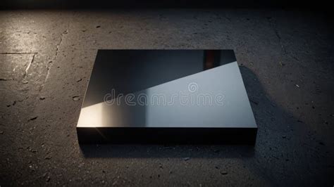 Glossy Rectangular Block Reflecting Light On A Textured Floor In A Dim