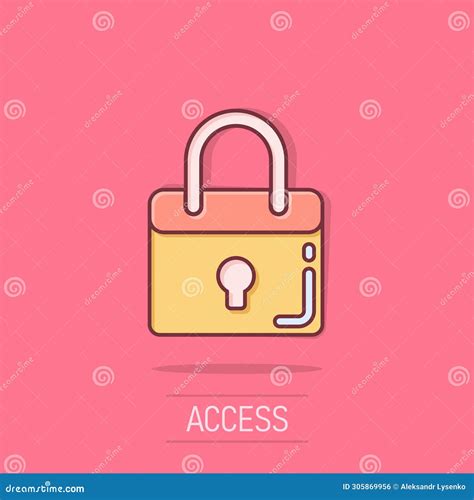 Locker Icon In Comic Style Padlock Password Cartoon Vector