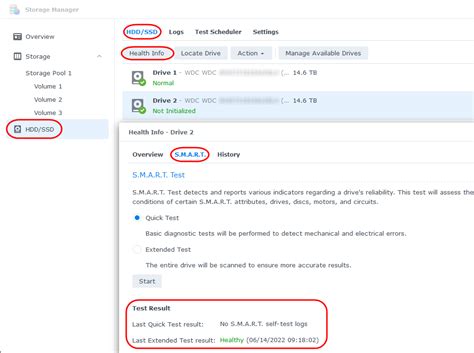 see s m a r t results on a synology nas mcb systems