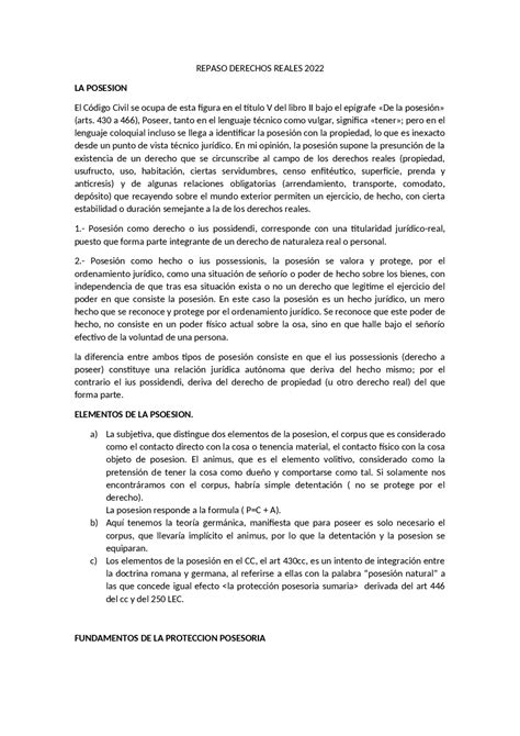 Repaso De Derechos Reales Apuntes De Derecho Civil Docsity