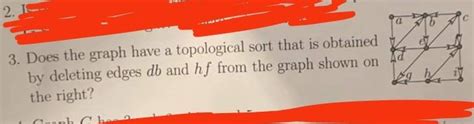 Solved 3 Does The Graph Have A Topological Sort That Is