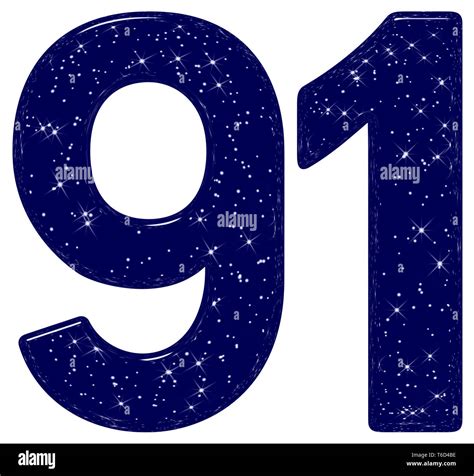 Numeral 91 Ninety One Star Sky Texture Imitation Isolated On White