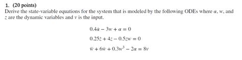 Solved Points Derive The State Variable Equations Chegg