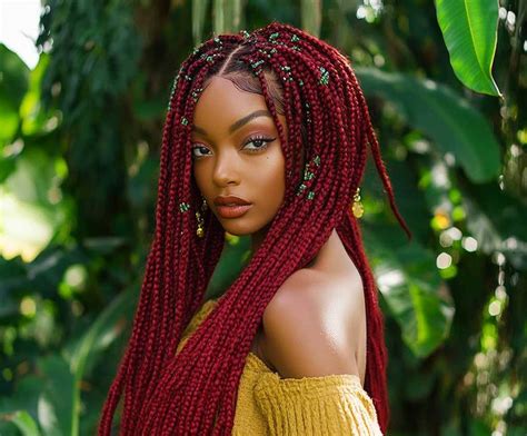 32 Sassy And Fierce Red Box Braids That Will Give You Main Character Energy