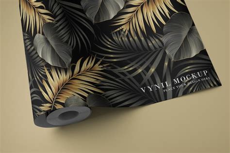 Premium Psd Vinyl Wallpaper With Leaves Pattern