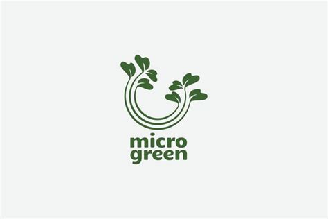 Dynamic Microgreen Logo With Vegetable Sprouts Icon