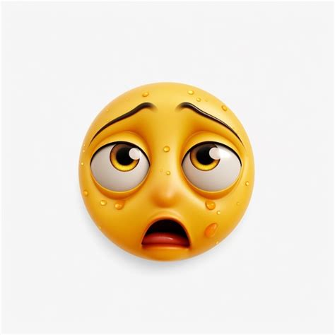 Premium Photo Anxious Face With Sweat Emoji On White Background High Qua