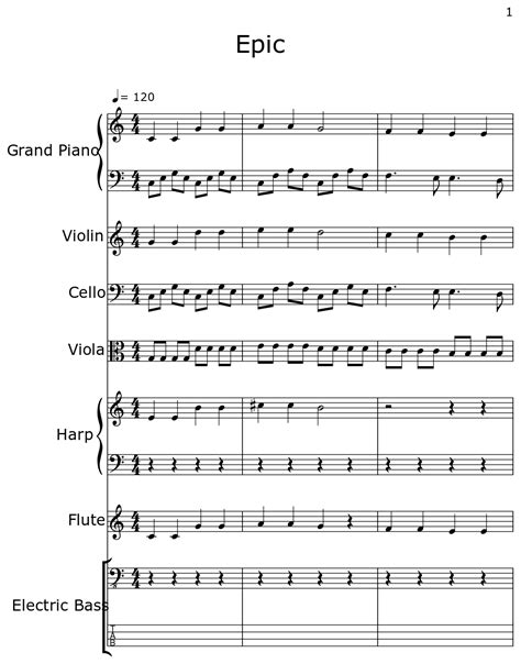 Epic Sheet Music For Piano Violin Cello Viola Harp Flute