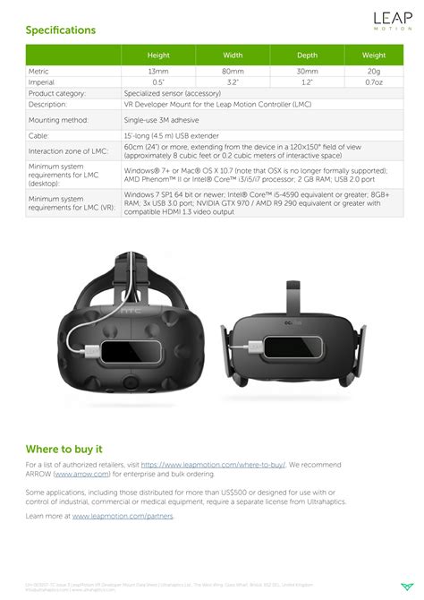 Leap Motion VR Developer Mount For VR Headsets DeviEstore
