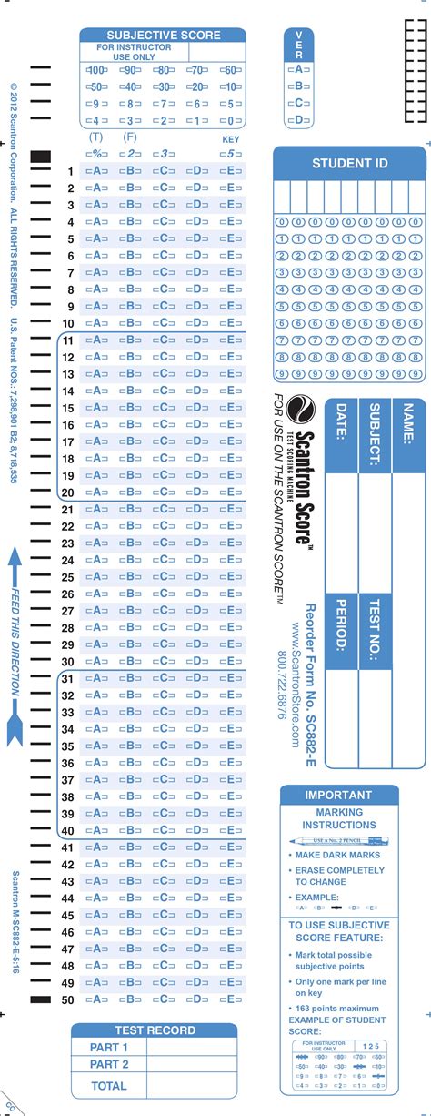 Sc882 E Scantron Score 100q Id 500pkg Scantron