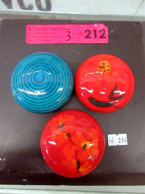 3 Mid Century Bo Melander Signed Paperweights