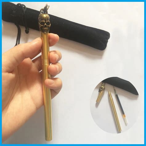 Brass Self Defense Multitool Copper Metal Gold Pen Skull Cool Carabiner