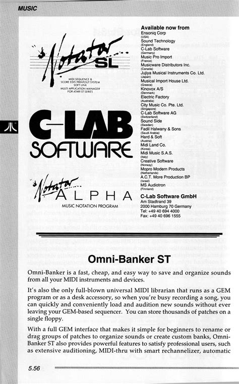 Atari St Notator Sl Scans Dump Download Screenshots Ads Videos