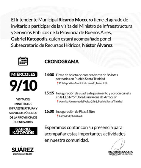 El Ministro Gabriel Katopodis Visita Coronel Suárez Esta Tarde