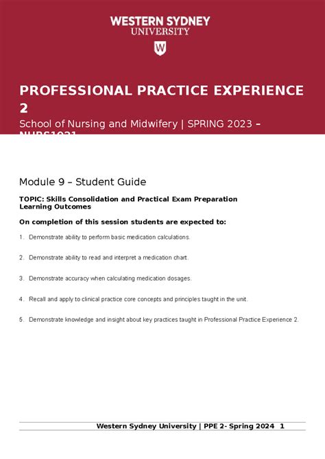 Module 9 Student Guide Ppe2 Professional Practice Experience 2 School
