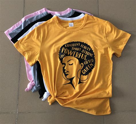 Girl Power Feminist T Shirt Afro Lady Graphic Casual Tee Inspiring